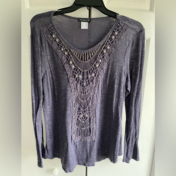 VENUS | Tops | Venus Shirt With Lacy And Silver Accents | Poshmark
